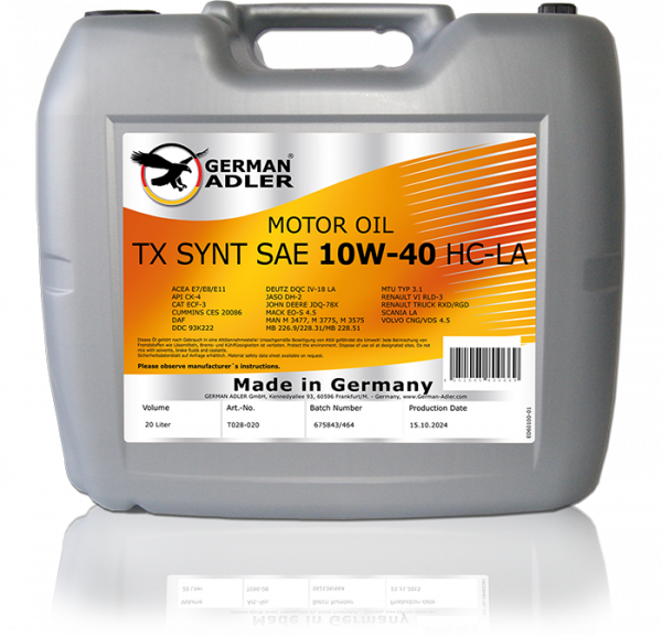 Truck Motor Oils - GERMAN ADLER - MOTOR OIL PRODUCTS - Made in Germany